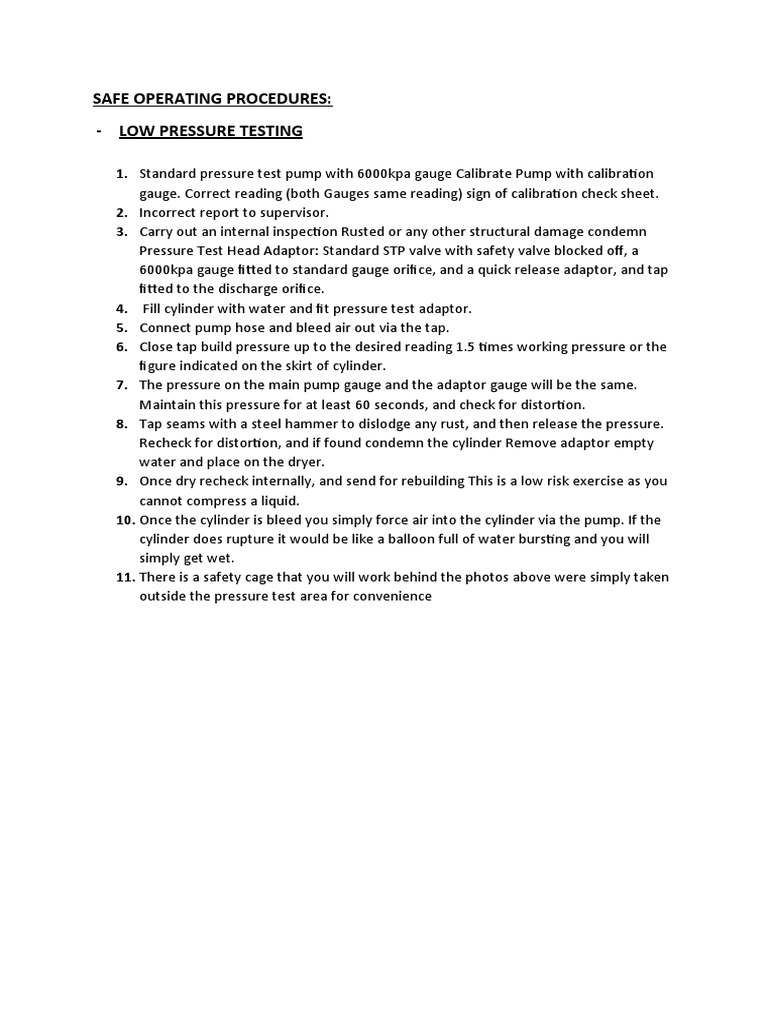 Safe Op Nitrogen Low Pressure Test | PDF | Science & Mathematics