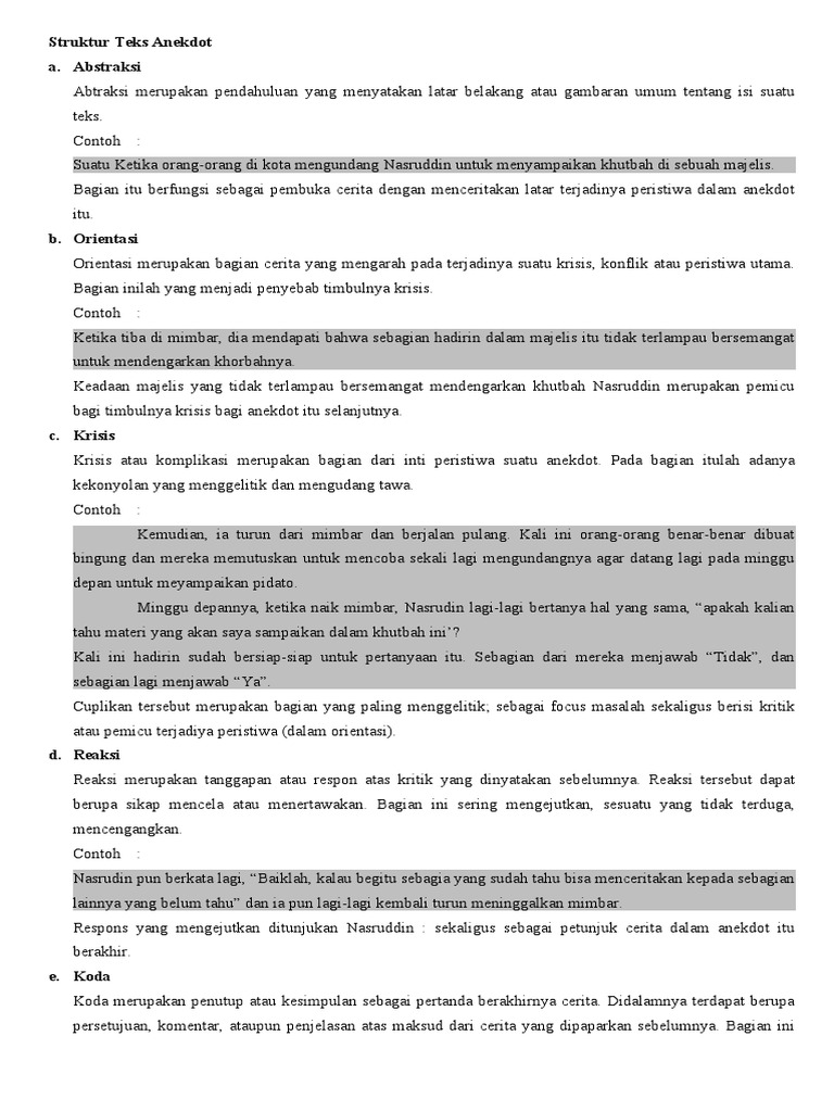 Materi Struktur Teks Anekdot | PDF