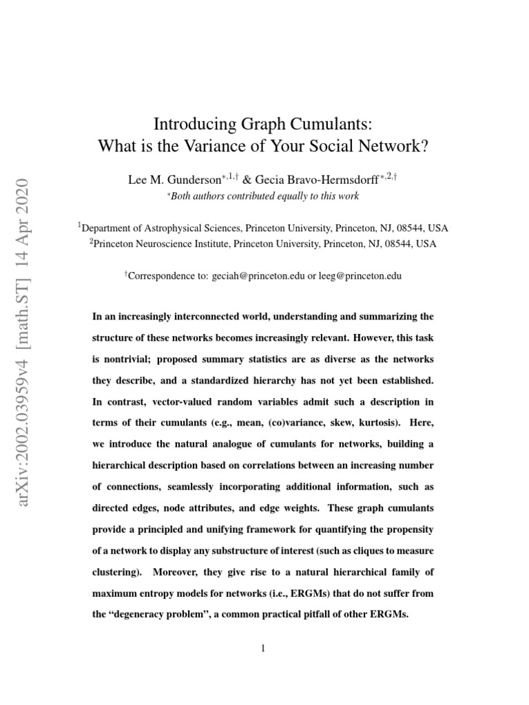 Graph Cumulants | PDF | Statistics | Random Variable