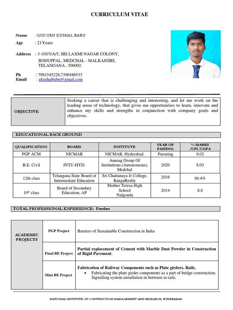 Aspiring Civil Engineer Seeks Challenging Career Applying Strong ...