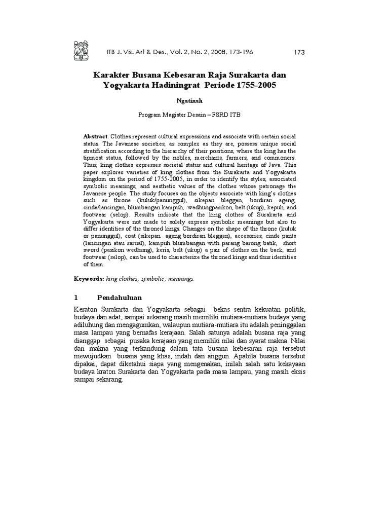 Busana Kebesaran Raja Jawa 1755-2005 | PDF