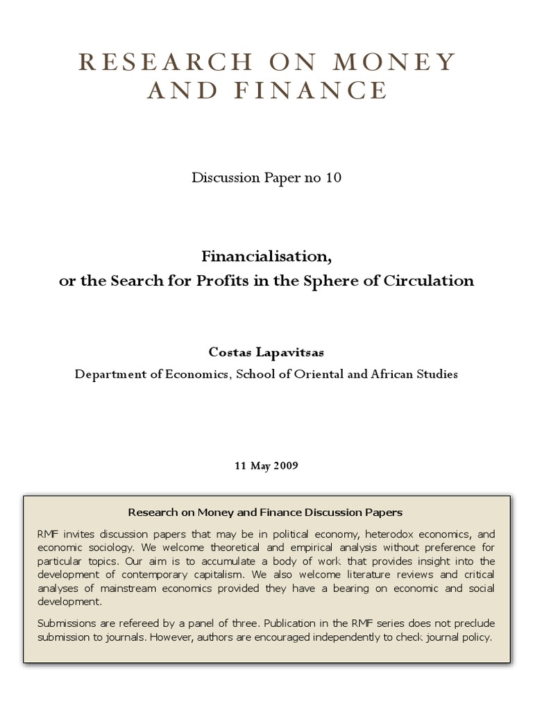 Research On Money and Finance | PDF | Capitalism | Banks