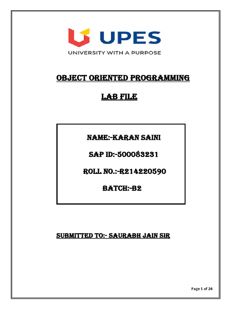 UPES OOPS Lab File | PDF | Method (Computer Programming) | Class (Computer Programming)