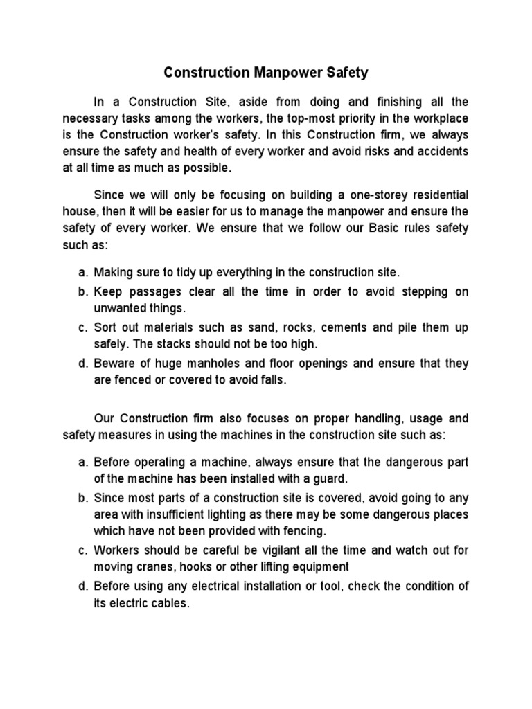 Construction Manpower Safety | PDF | Personal Protective Equipment | Safety