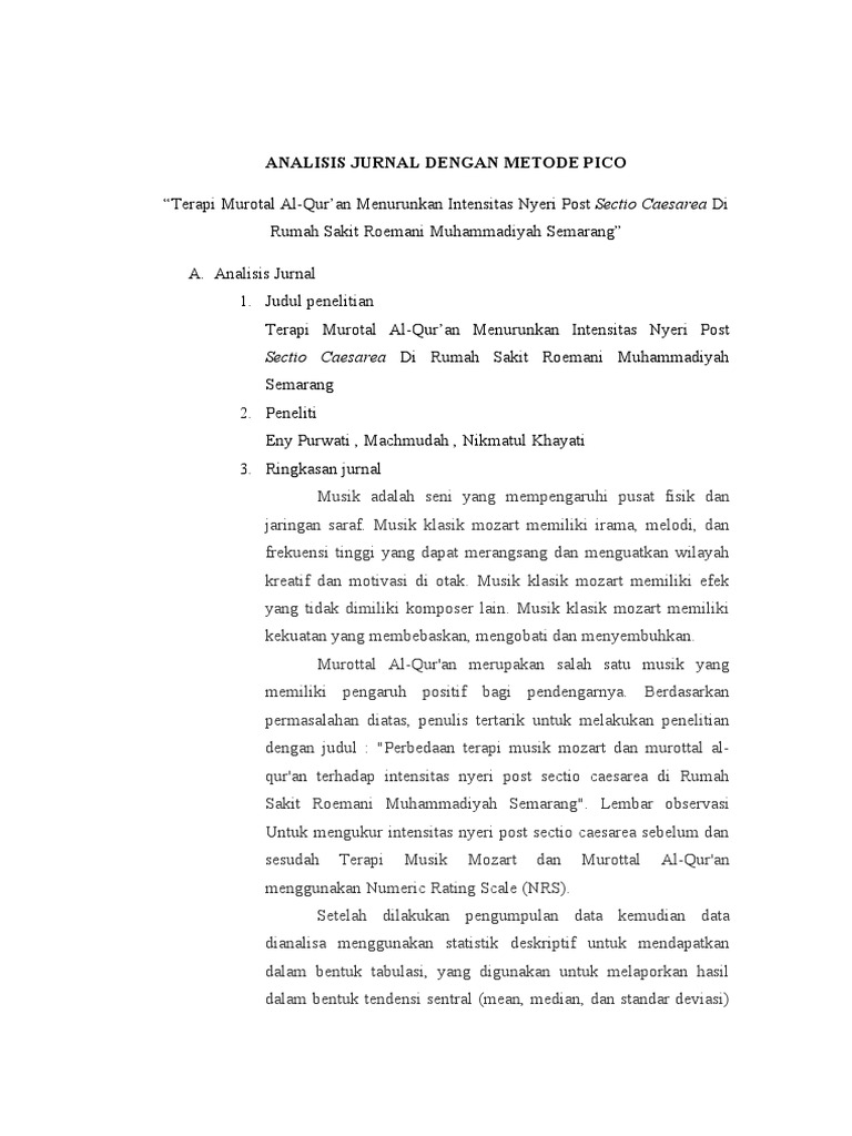 Analisis Jurnal Dengan Metode Pico | PDF