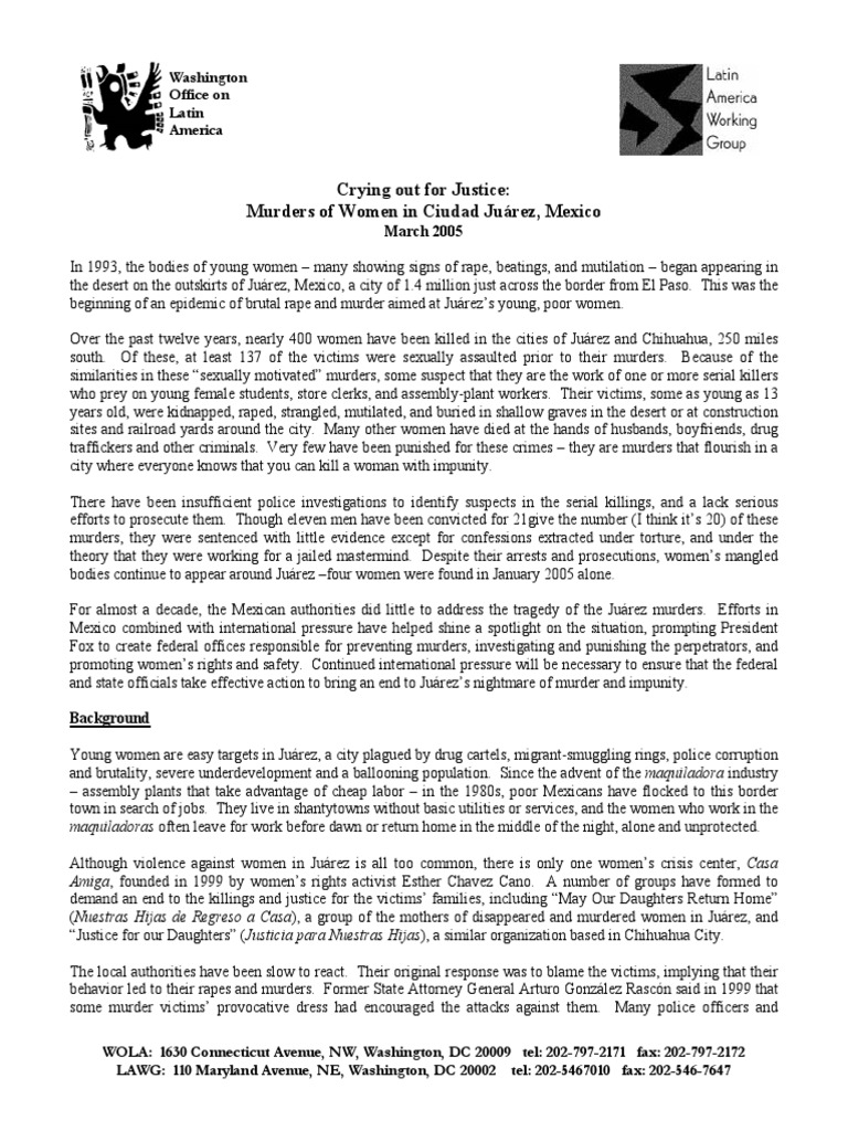 Crying Out for Justice: The Ongoing Tragedy of Violence Against Women ...