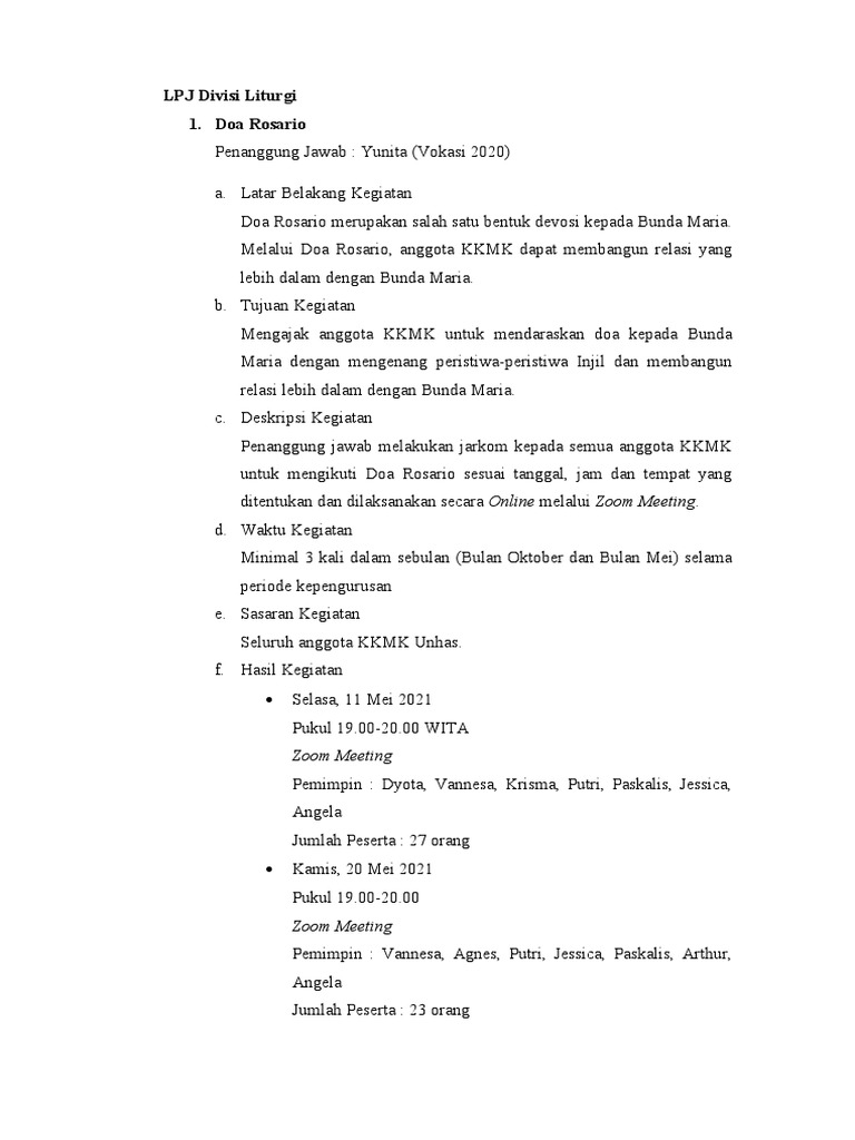 LPJ Divisi Liturgi 2021 | PDF