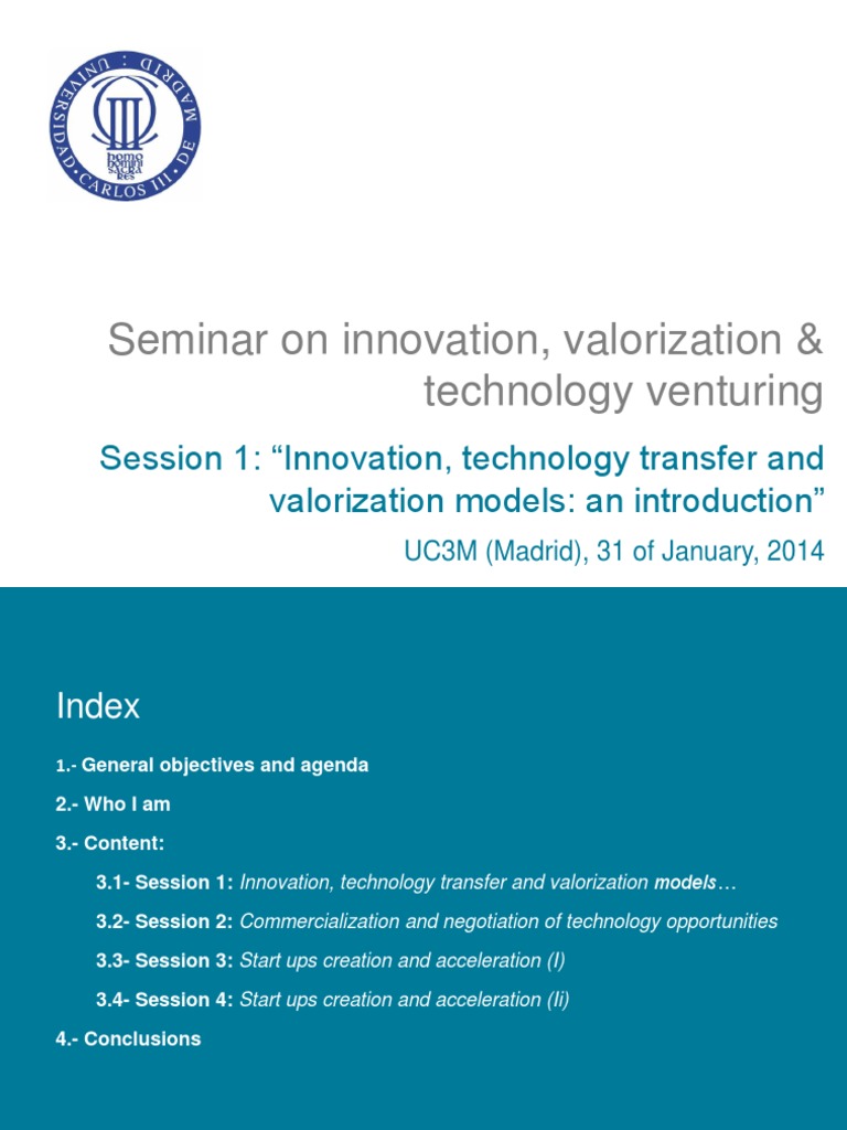 Sesión 1 Seminar On Innovation Technology Transfer and Valorization ...