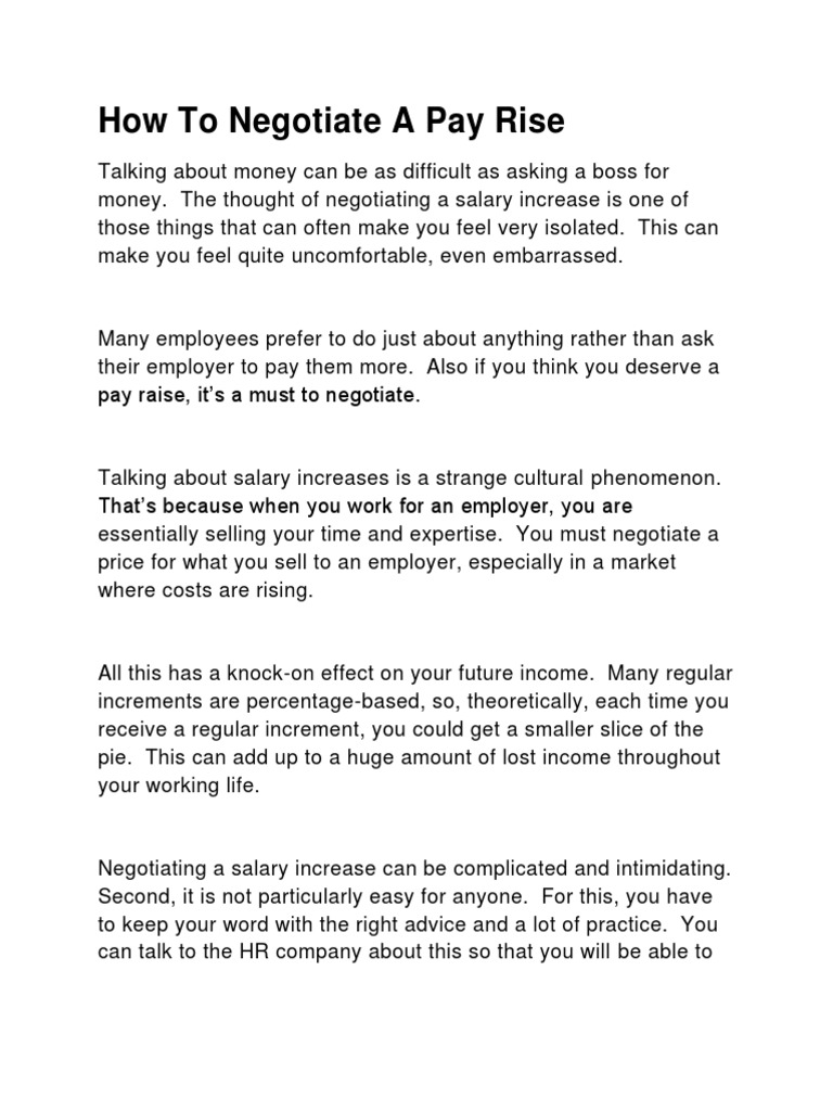 How To Negotiate A Pay Rise | PDF | Salary | Negotiation