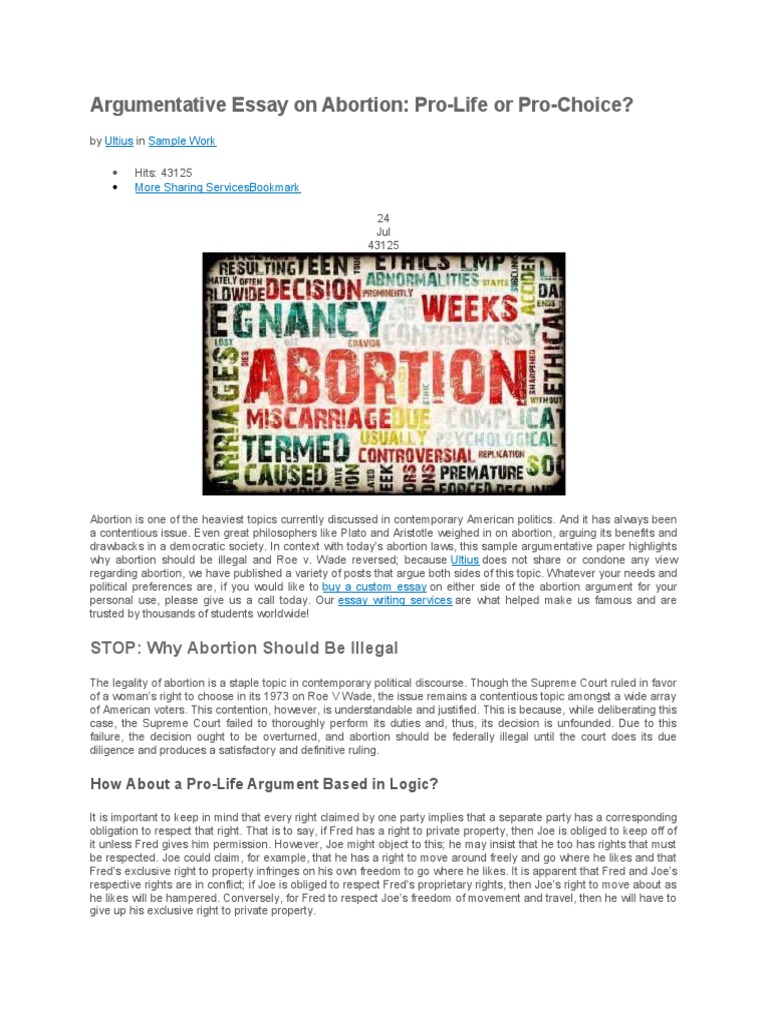 Argumentative Essay On Abortion | PDF | Roe V. Wade | Justice