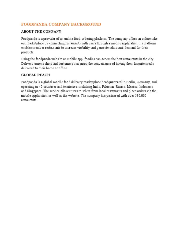 Foodpanda Company Background (Mis207) | PDF