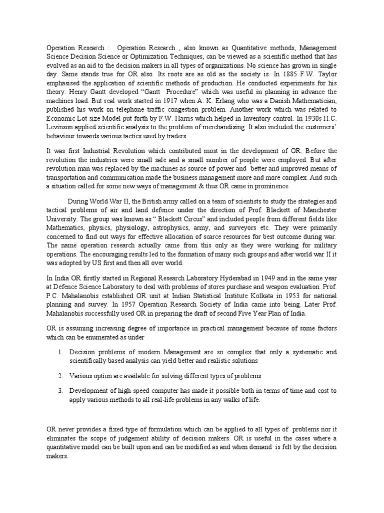 Introduction To Operation Research | PDF | Conceptual Model ...