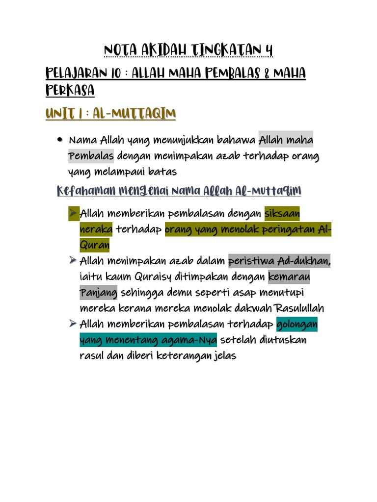 Nota Akidah Tingkatan 4 dan 5 | PDF