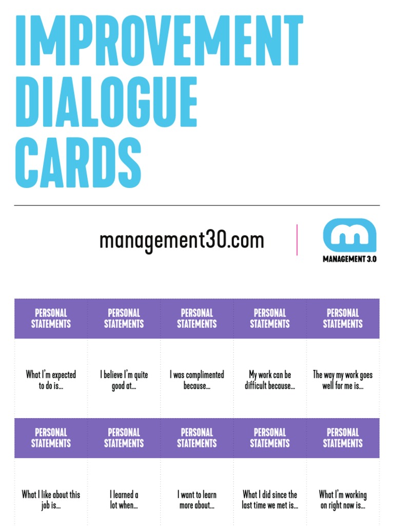 Improvement Dialogue Cards Management 3.0 | PDF | Business