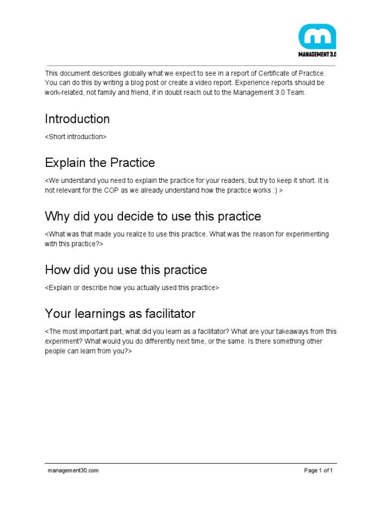 Guiding Template Certificate of Practice v1.1 | PDF