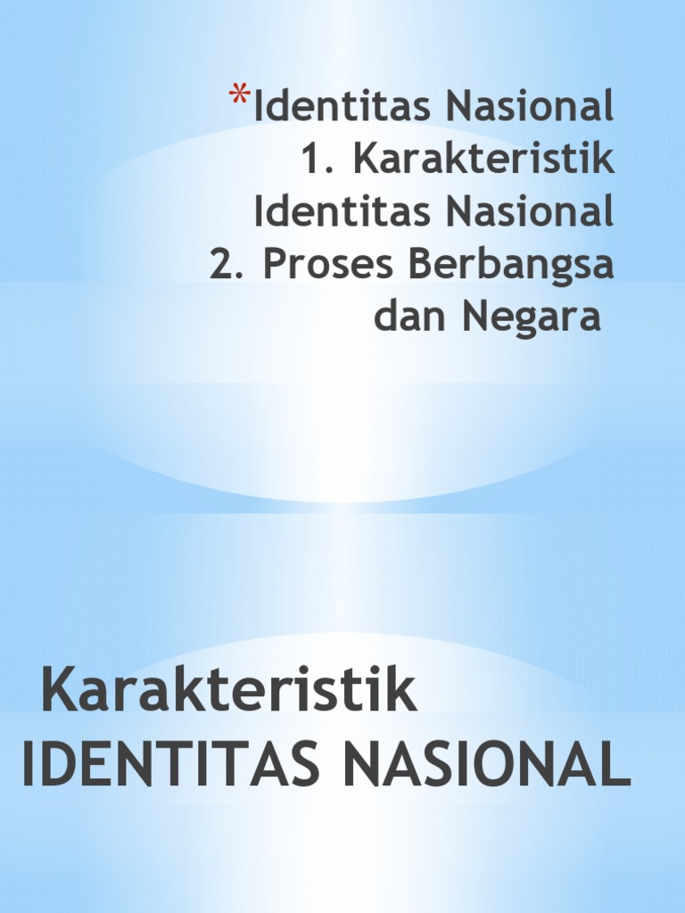 Karakteristik Identitas Nasional Indonesia | PDF
