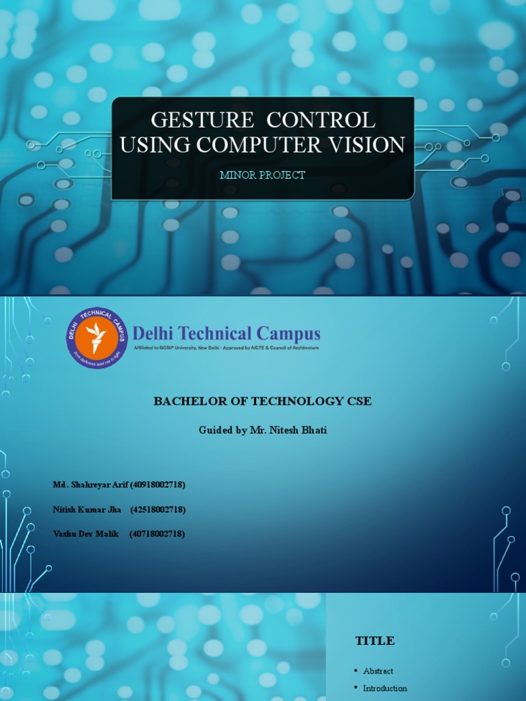 Gesture Control Using Computer Vision: Minor Project | PDF | Computing ...