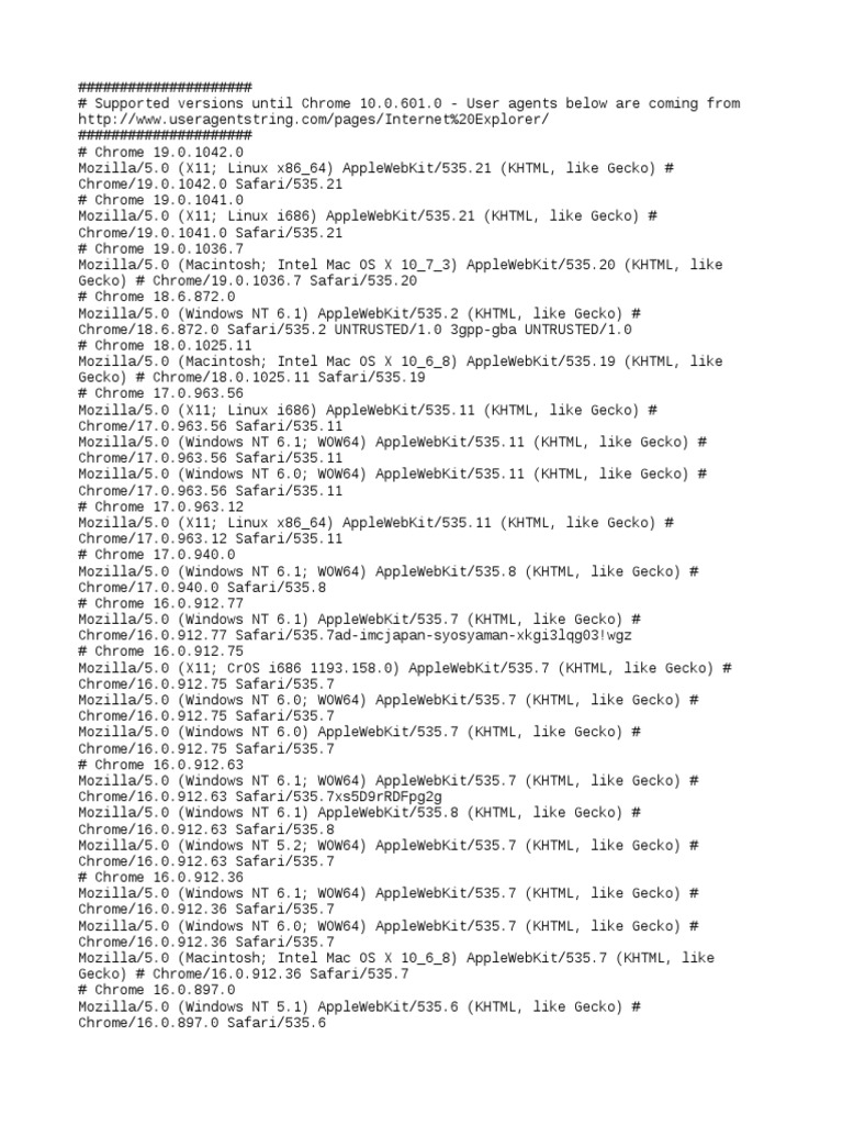 Chrome User Agents | PDF | Safari (Web Browser) | Mac Os