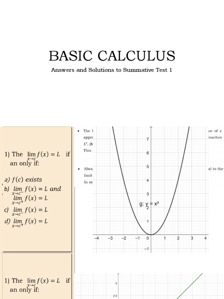 Summative Test 1: Limits in Calculus | PDF | Polynomial | Quadratic ...