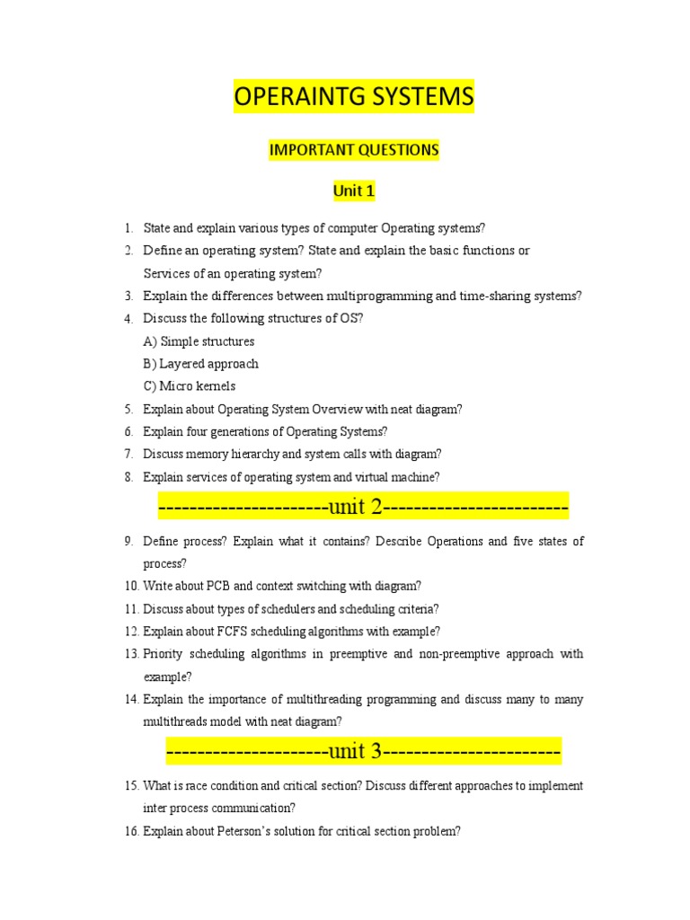 Os Important Questions | PDF