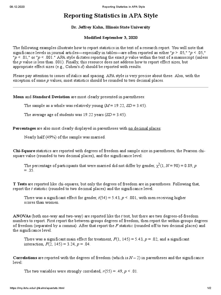 APA Style Stats Reporting Guide | PDF | Effect Size | Standard Deviation