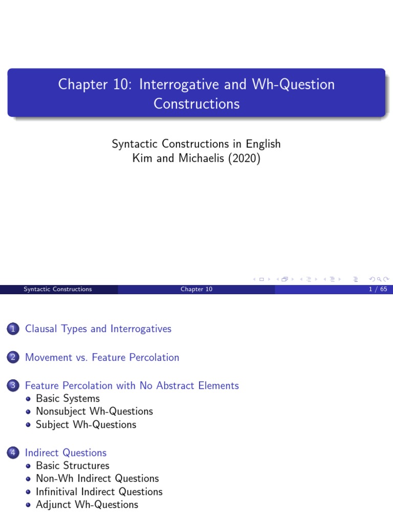 Chapter 10: Interrogative and Wh-Question Constructions | PDF | Question | Syntax