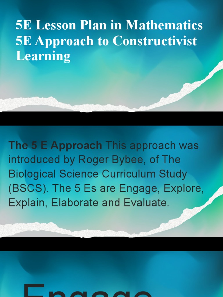 5E Lesson Plan in Mathematics 5E Approach To Constructivist Learning ...