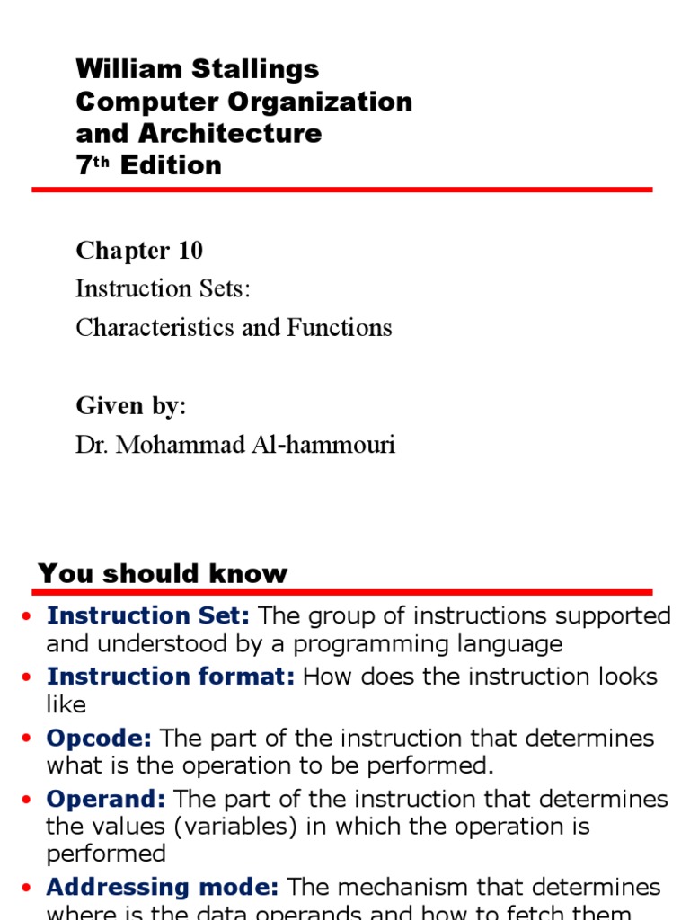 Instruction Sets: Characteristics & Functions | PDF | Central Processing Unit | Input/Output