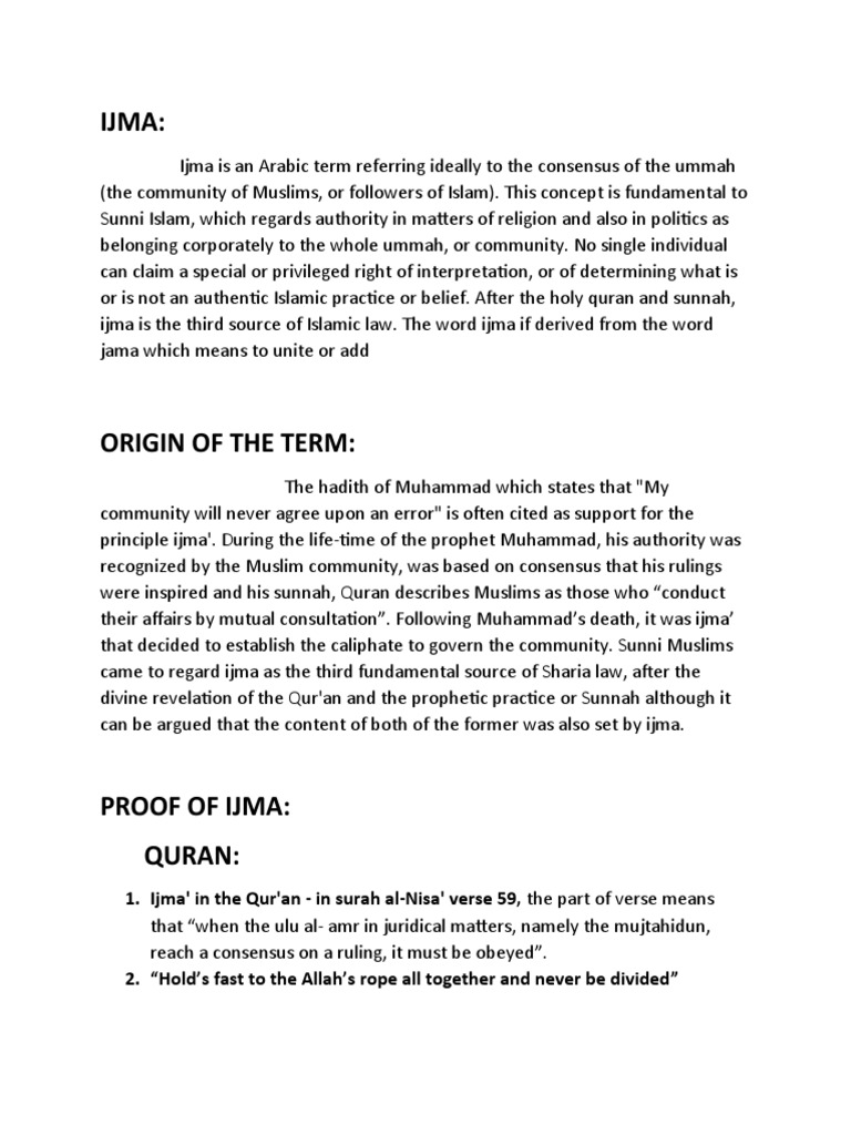 Ijma:: 1. Ijma' in The Qur'an - in Surah Al-Nisa' Verse 59, The Part of ...