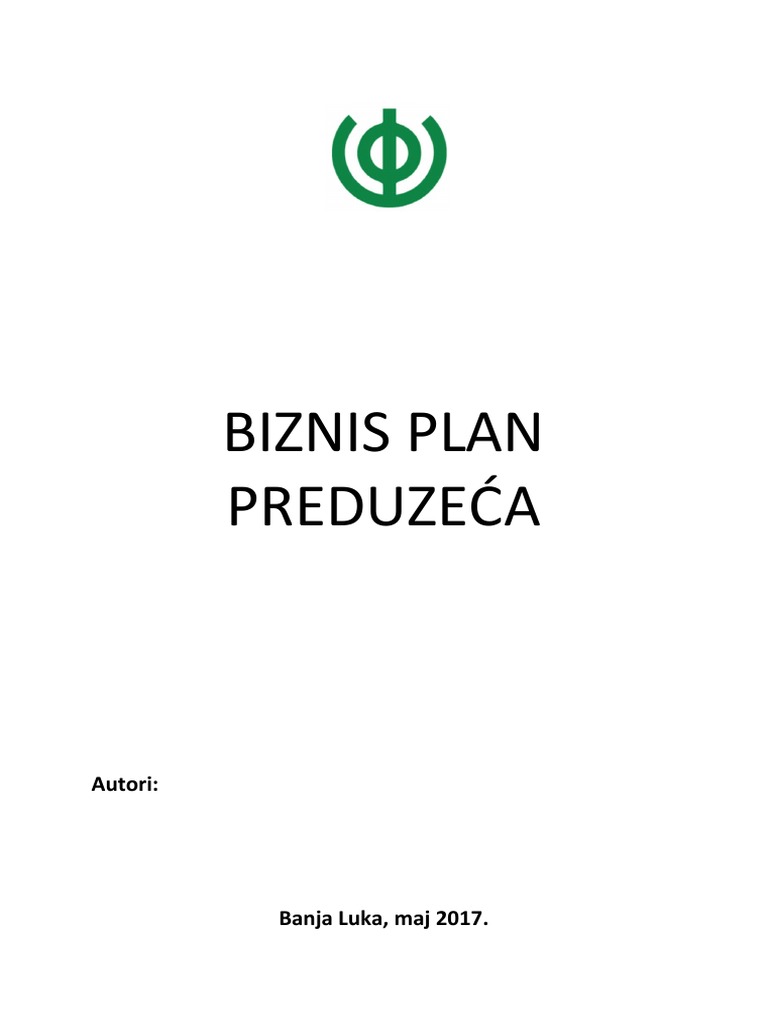 Obrazac BIZNIS PLAN - RADNI | PDF