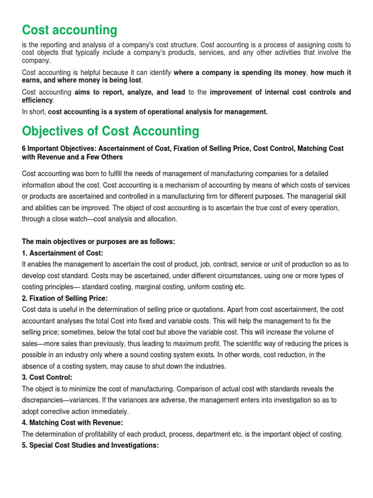 Cost Accounting | PDF | Cost Accounting | Expense