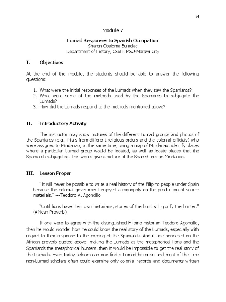 Lumad Reactions to Spanish Colonization | PDF | Spanish Empire | Mindanao