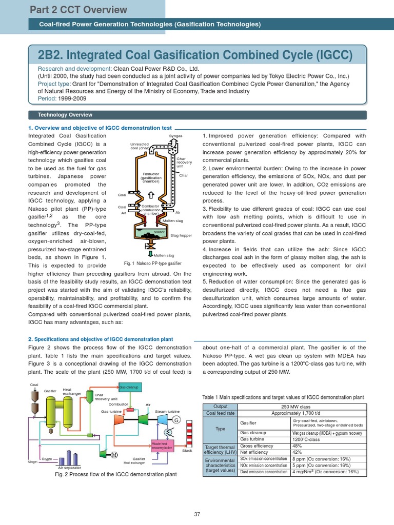 IGCC Coal Gasification Power Tech | PDF | Gasification | Coal
