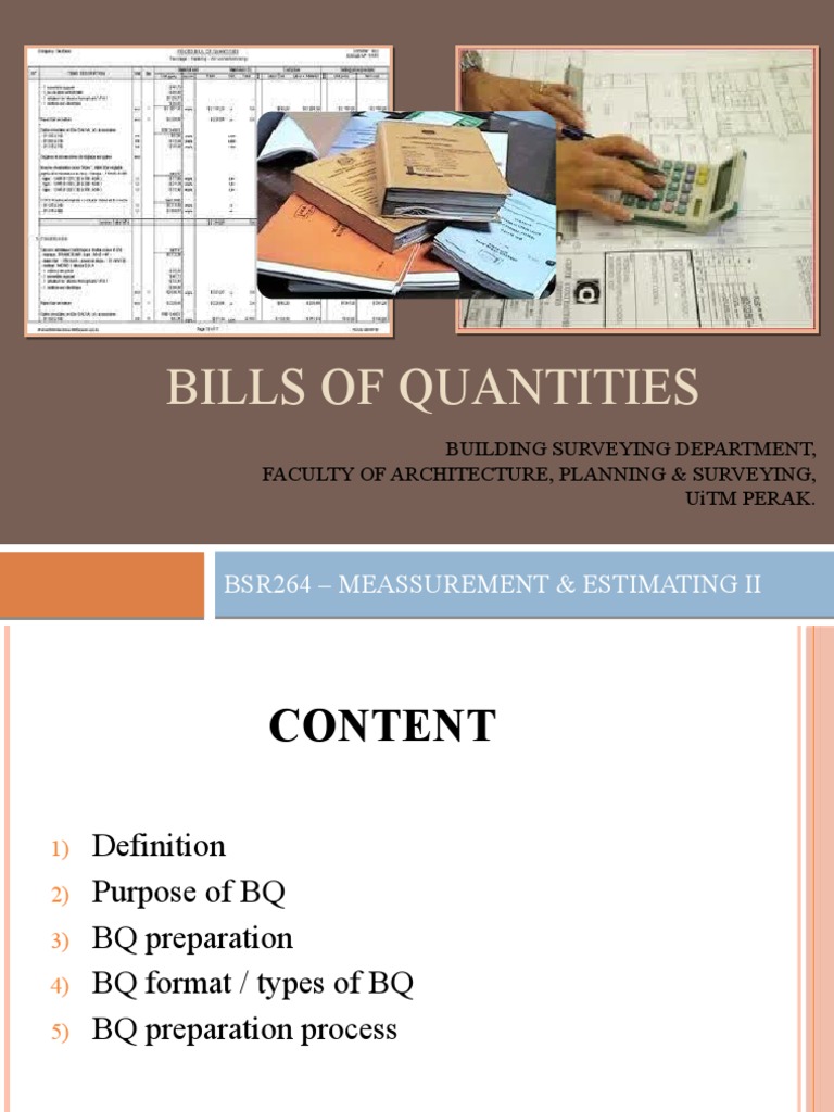 Week 9 - Bill of Quantities | PDF | Specification (Technical Standard ...