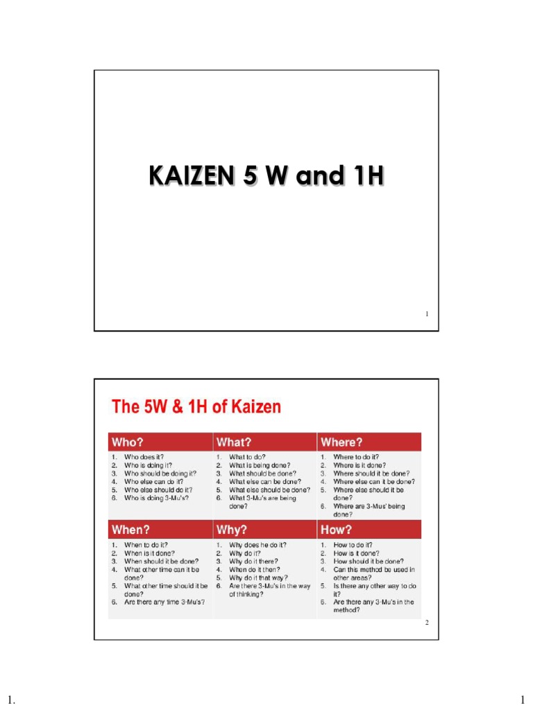 Kaizen 5W 1H PDF | PDF | Inventory | Japanese Words And Phrases
