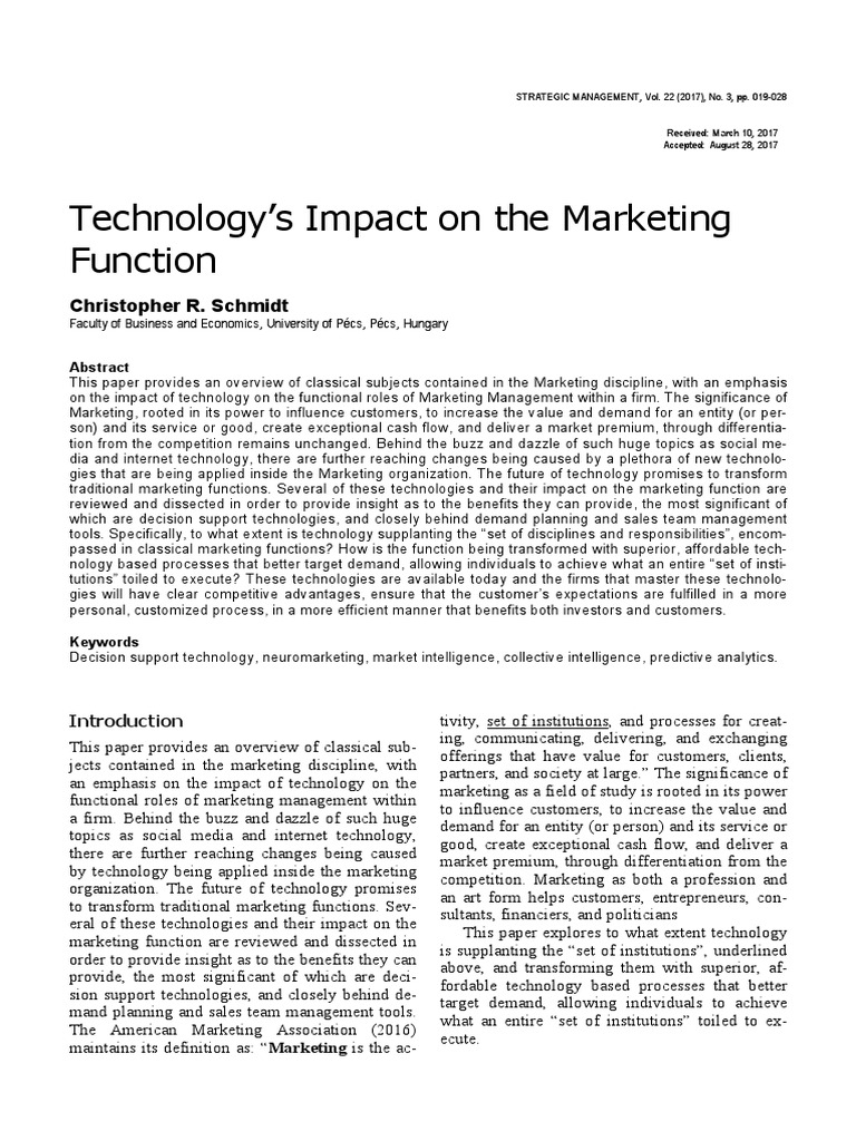 Technology's Role in Marketing Management | PDF | Marketing | Pricing