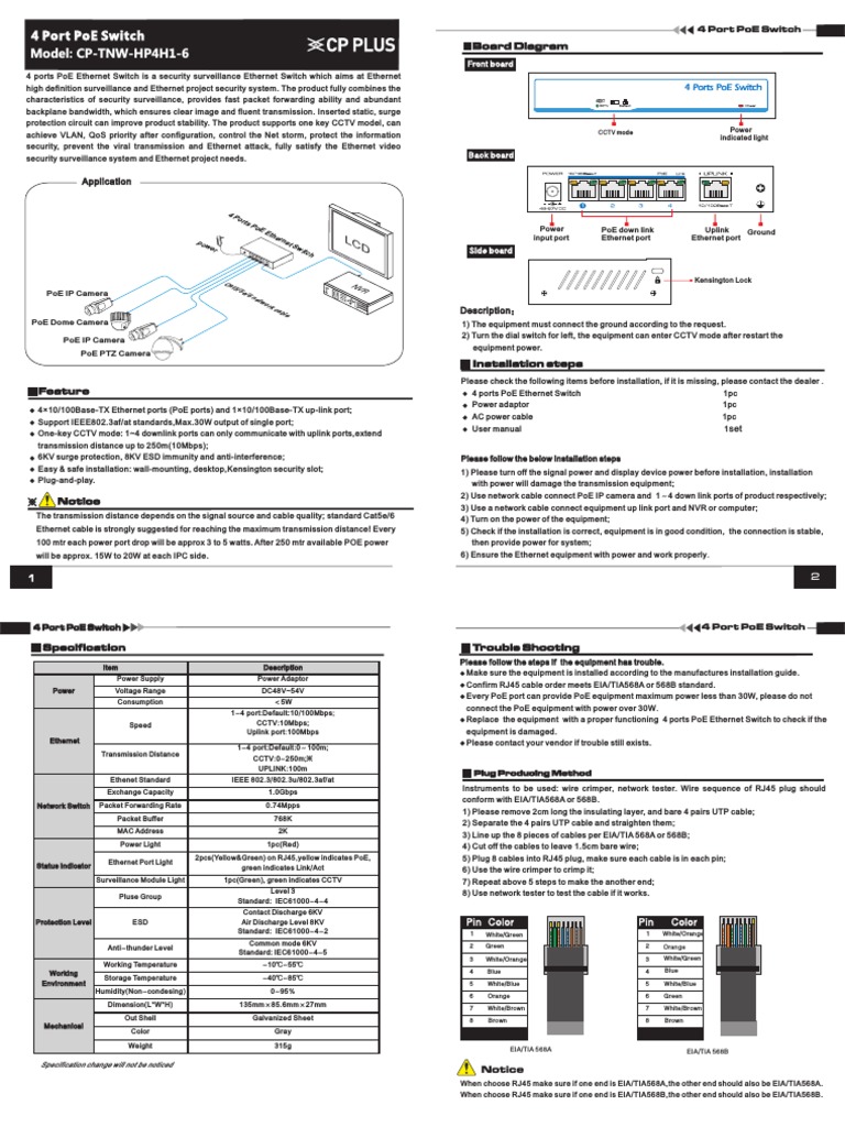 CP-TNW-HP4H1-6 Manual - 13.238.101.1473 | PDF | Ethernet | Network Switch