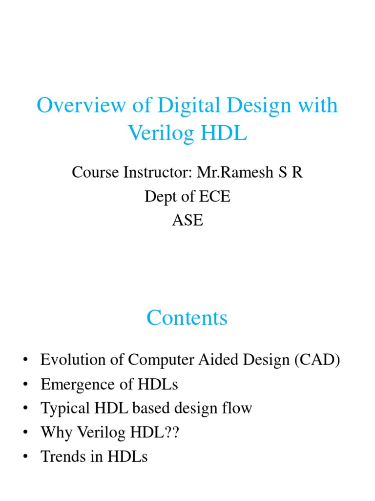 5 Lec 6 Overview Of Digital Design With Verilog Hdl Pdf Hardware Description Language
