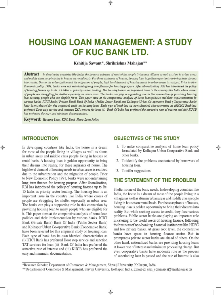 Housing Loans in India: A Bank Study | PDF | Loans | Banks