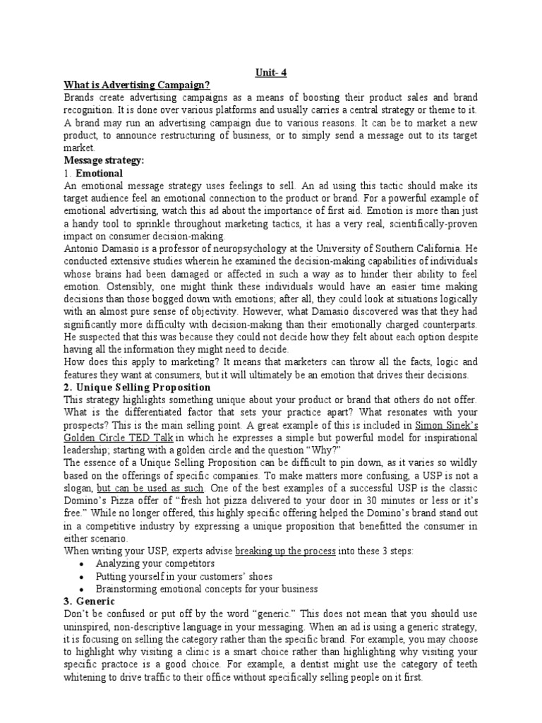 Unit - 4 Advertising Campaign | PDF | Mass Media | Advertising