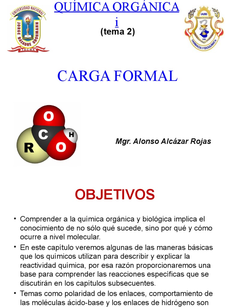 Quimica Organica I 02 Carga Formal | PDF | Enlace covalente | Ácido