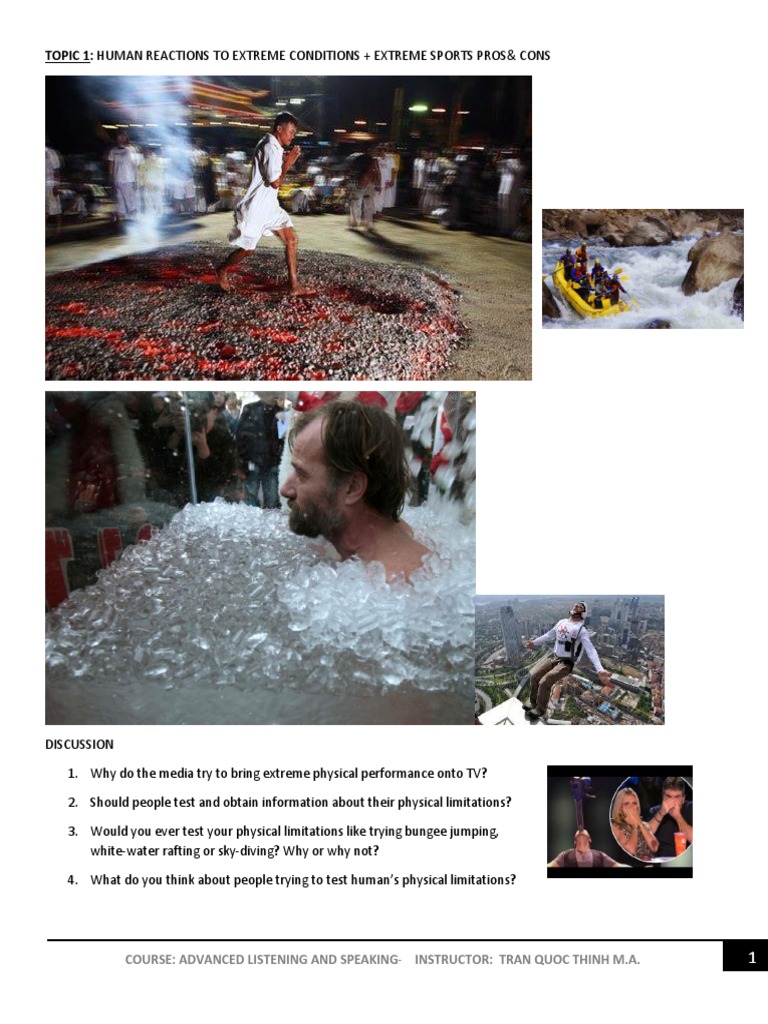 Topic 1: Human Reactions To Extreme Conditions + Extreme Sports Pros ...