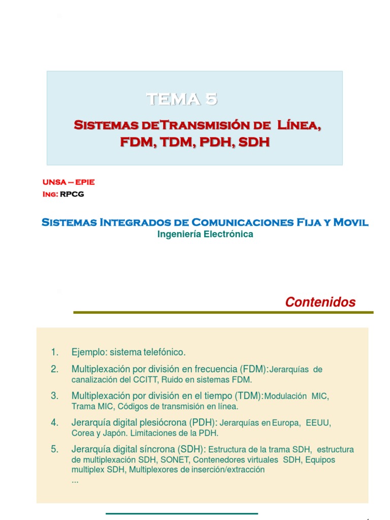 3.-Tema5 - FDM, TDM, PDH, SDH 1a | PDF | Electrónica | Ingeniería ...