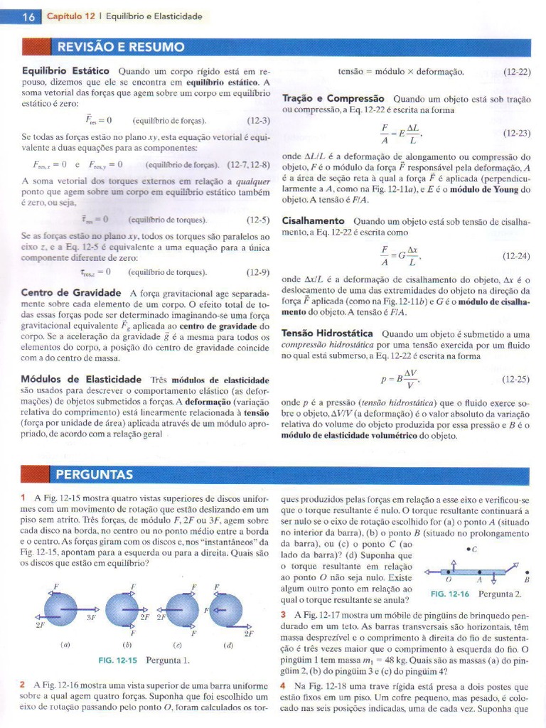 Lista 3 - Exercicios Halliday Cap12 V2 8 Ed | PDF