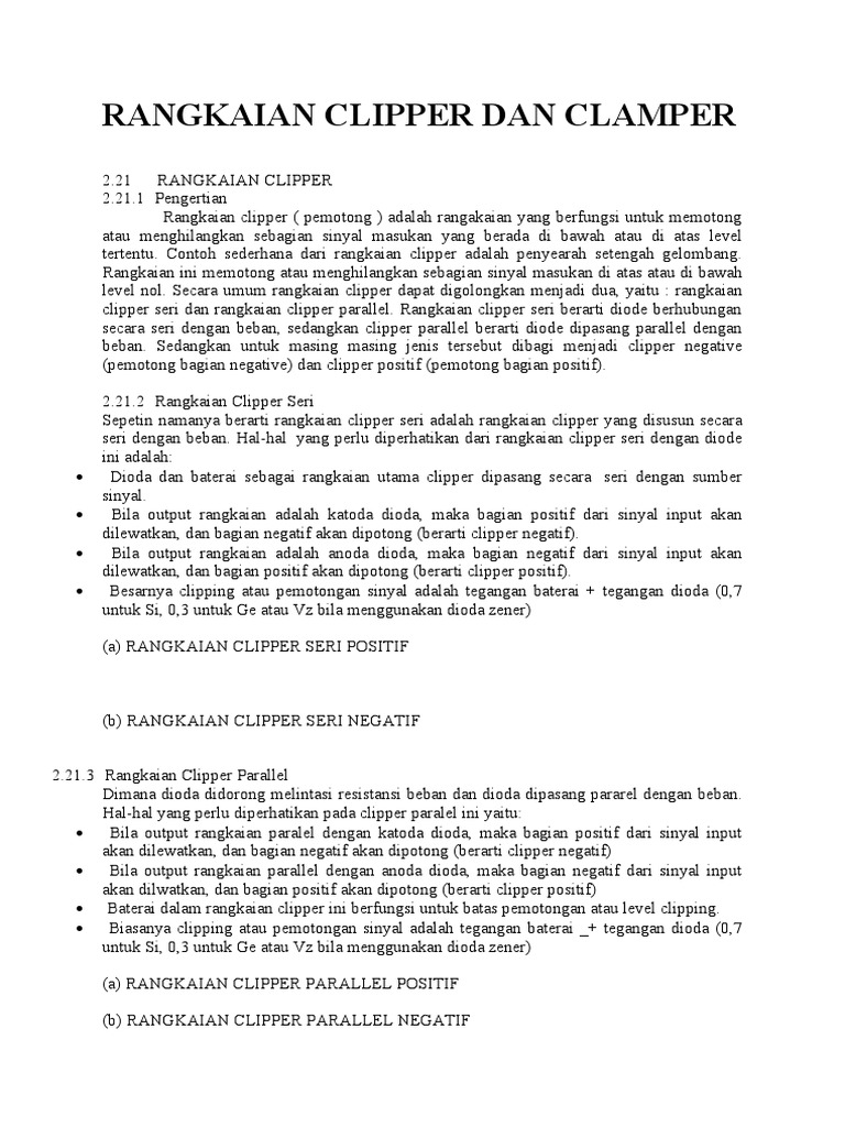 Rangkaian Clipper dan Clamper Elektronik | PDF