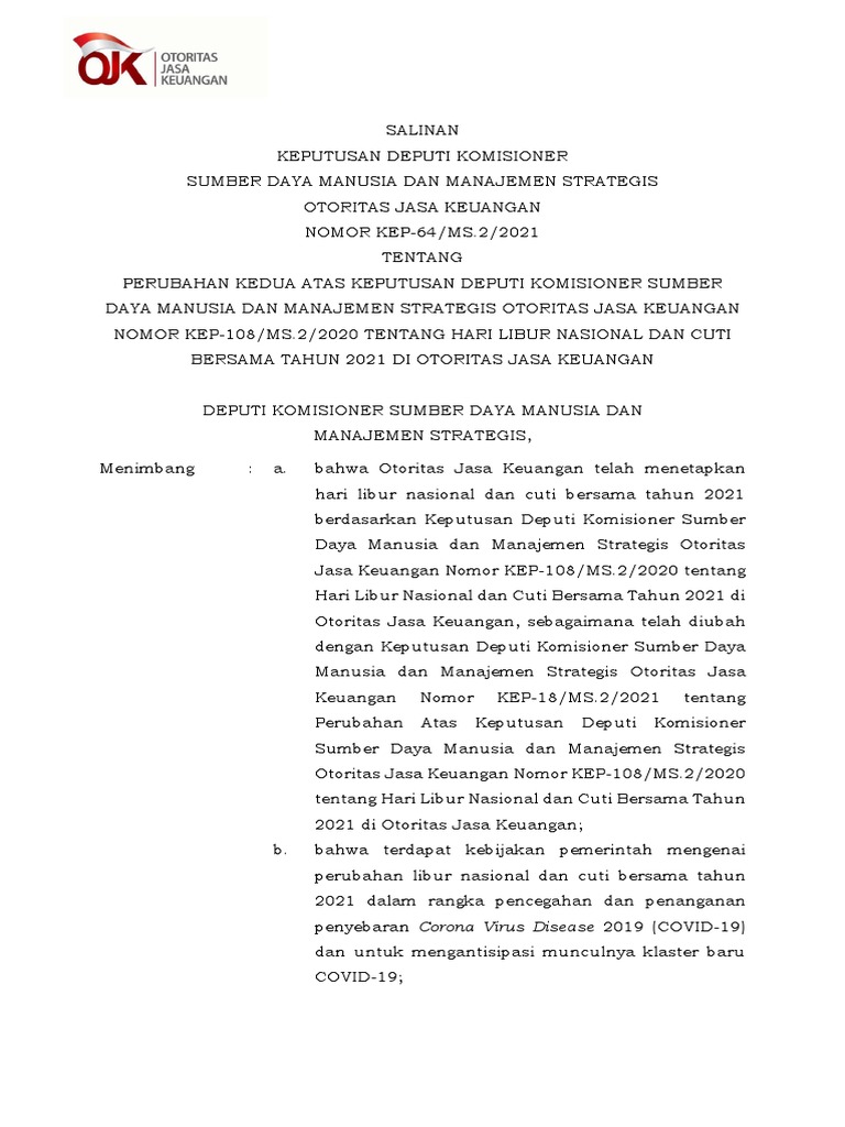 OJK Hari Libur | PDF