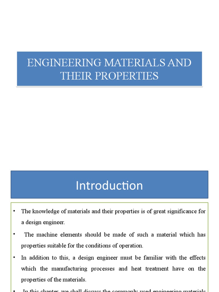 An Overview of Common Engineering Materials and Their Key Physical and ...