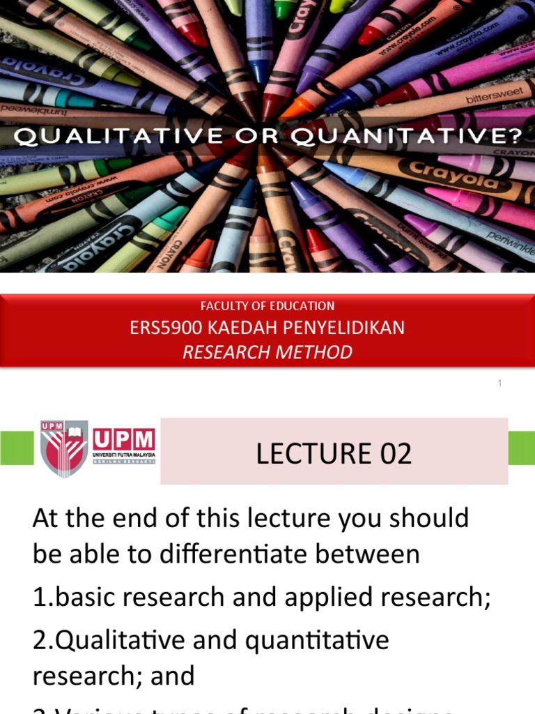Lecture 2 RESEARCH METHODS ERS5900 | PDF | Quantitative Research ...