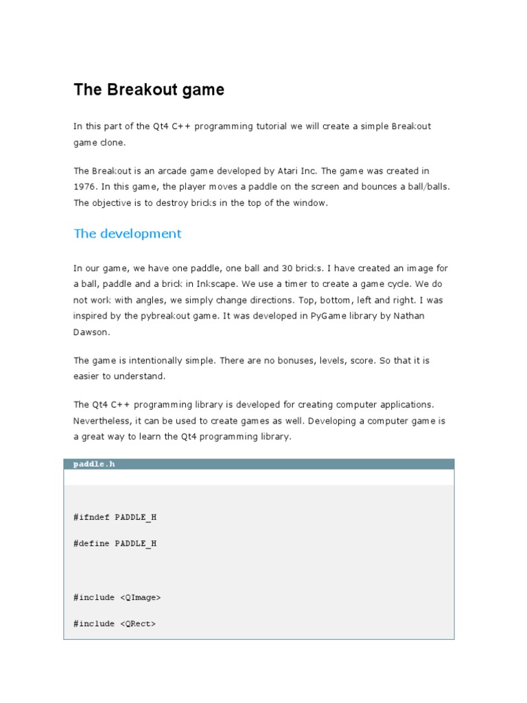 The Breakout Game | PDF | Software Engineering | Computer Science