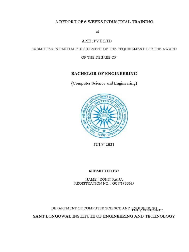 A Report of 6 Weeks Industrial Training at A2It, PVT LTD | Download ...